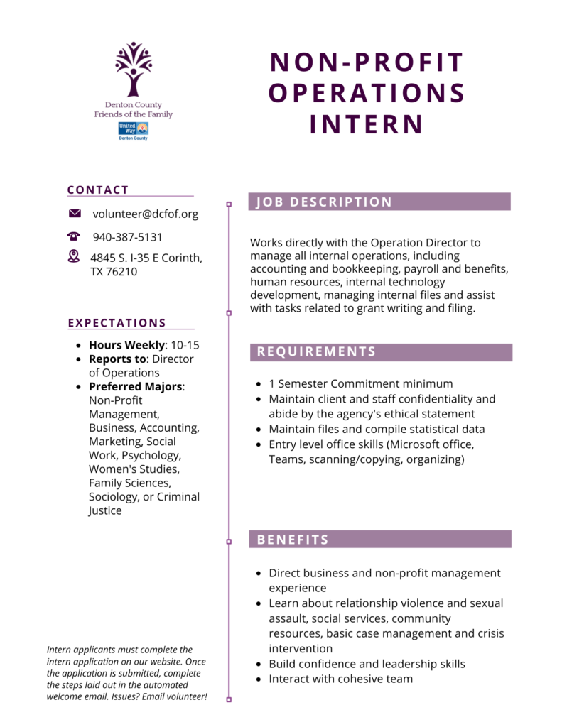 Non-Profit Operations Intern Description - Denton County Friends of the ...